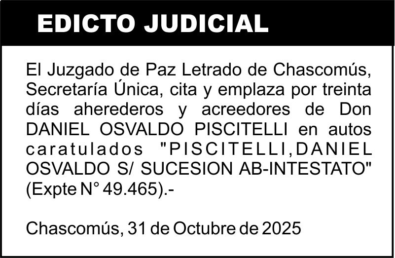 PISCITELLI,DANIEL OSVALDO S/ SUCESION AB-INTESTATO – El Cronista